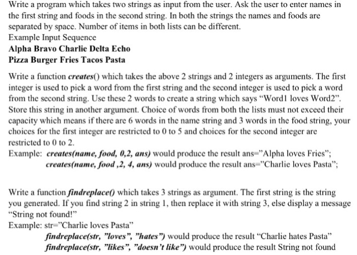 Solved Write A Program Which Takes Two Strings As Input From