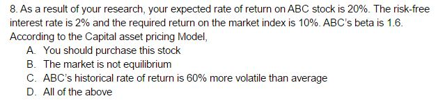 Solved As a result of your research, your expected rate of | Chegg.com