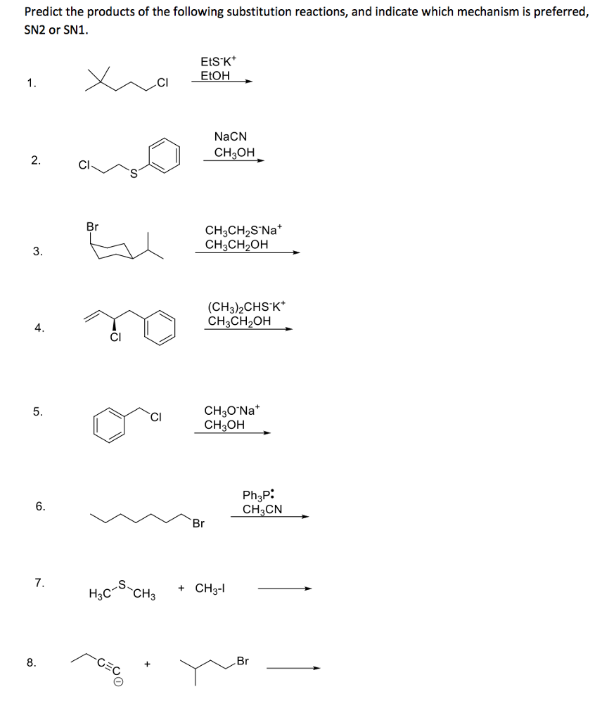 Solved Predict the products of the following substitution | Chegg.com