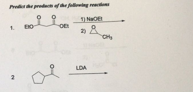 Solved Predict the products of the following reactions 1) | Chegg.com