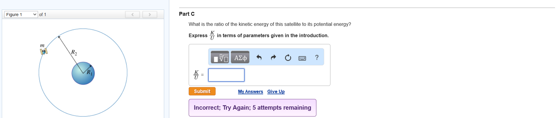 Solved A Satellite Of Mass M Is In A Circular Orbit Of