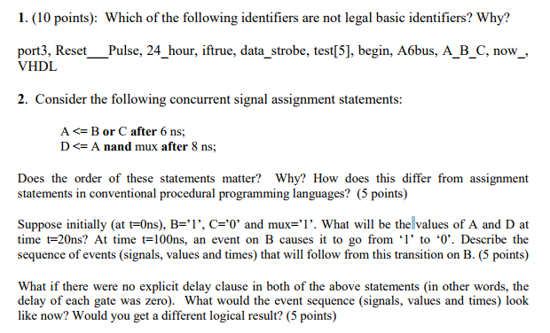 Solved 1. (10 points): Which of the following identifiers | Chegg.com