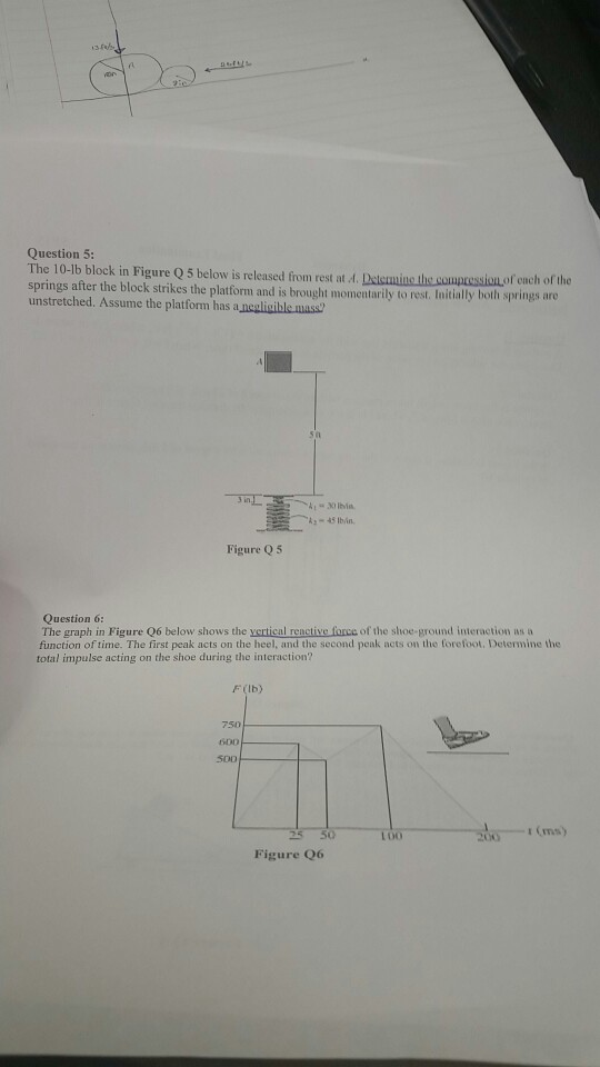 Solved The 10-lb block in Figure Q 5 below is released from | Chegg.com