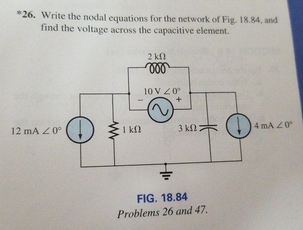 Solved 26. Write the nodal equations for the network of Fig. | Chegg.com