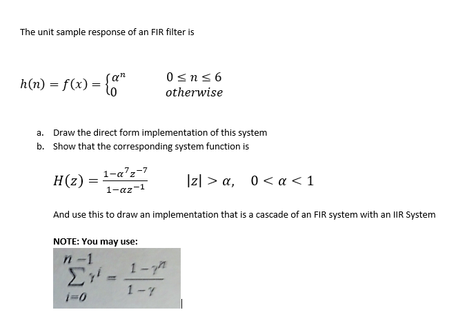 Solved The unit sample response of an FIR filter is h(n) = | Chegg.com