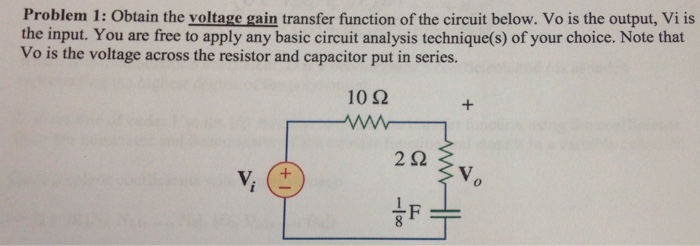 Solved Obtain the voltage gain transfer function of the | Chegg.com