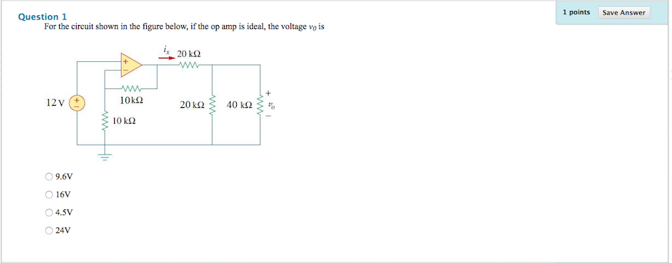Solved For the circuit shown in the figure below, if the op | Chegg.com