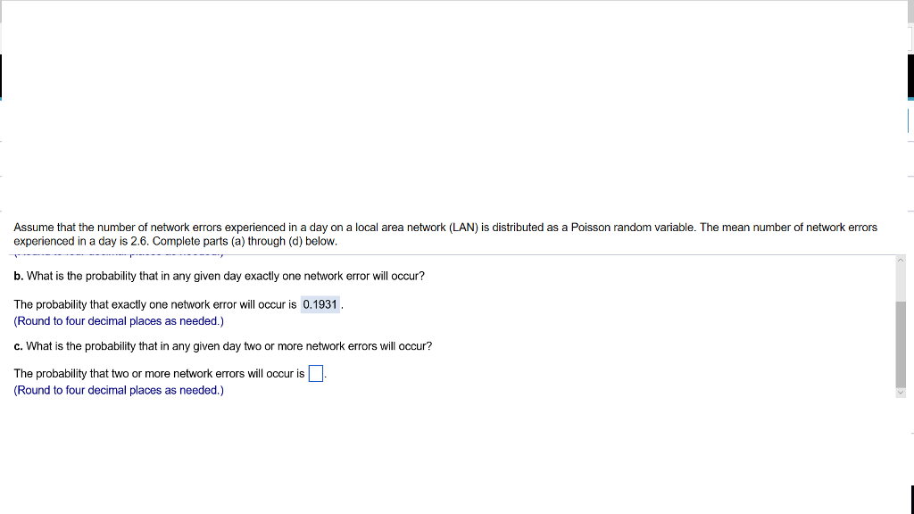 Solved Assume That The Number Of Network Errors Experienced 