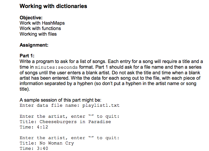 Solved Working with dictionaries Objective: Work with | Chegg.com