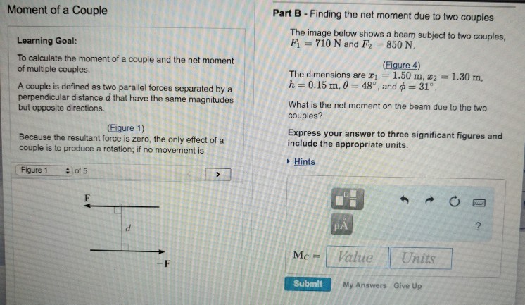 Moment of a Couple Part A - Finding the moment of a | Chegg.com