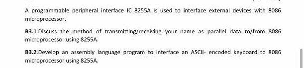 A programmable peripheral interface IC 8255A is used | Chegg.com