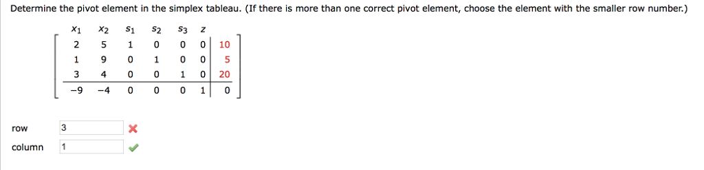 Solved Determine the pivot element in the simplex tableau. | Chegg.com