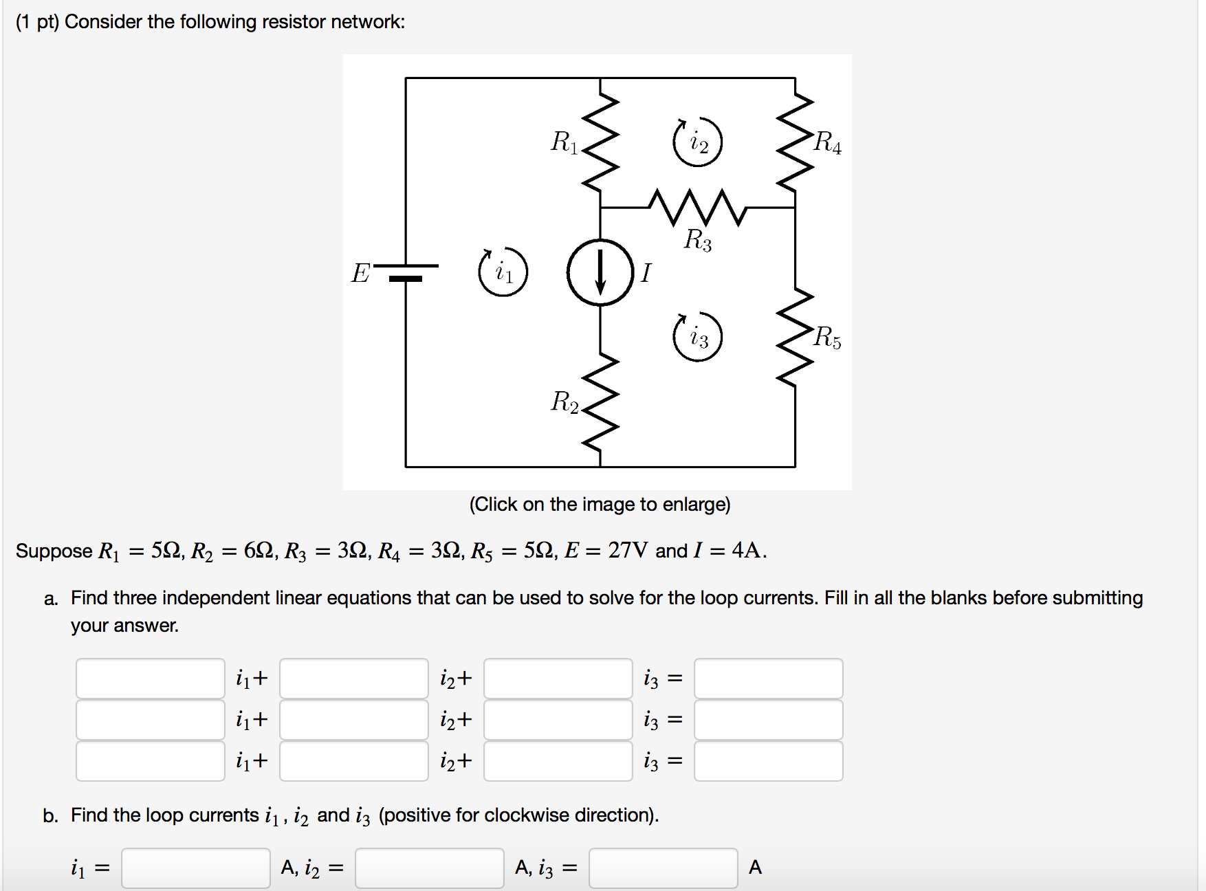 Solved 1 pt) Consider the following resistor network: RI R4 | Chegg.com