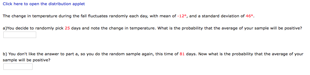 Solved Click here to open the distribution applet The change | Chegg.com
