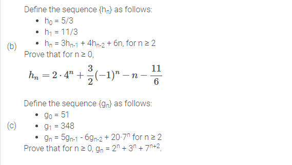 Solved Define the sequence (hn as follows . ho=5/3 · h1=11/3 | Chegg.com