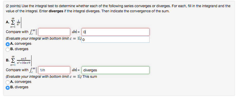Solved Use the integral test to determine whether each of | Chegg.com