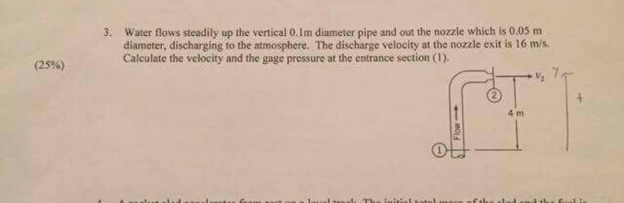 Solved Water flows steadily up the vertical 0. 1m diameter | Chegg.com