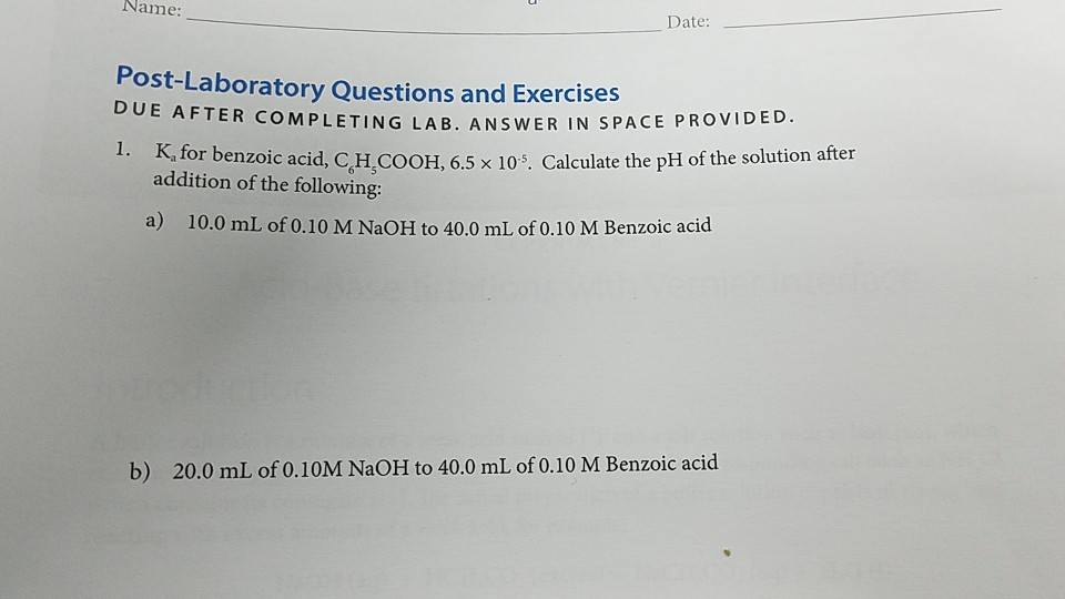 Solved Name Date: Post-Laboratory Questions and Exercises UE | Chegg.com