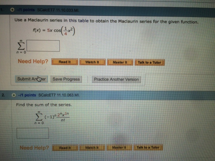 Solved Use a McLaren series in this table to obtain the | Chegg.com
