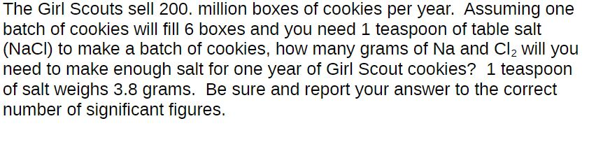Solved The Girl Scouts sell 200. million boxes of cookies | Chegg.com