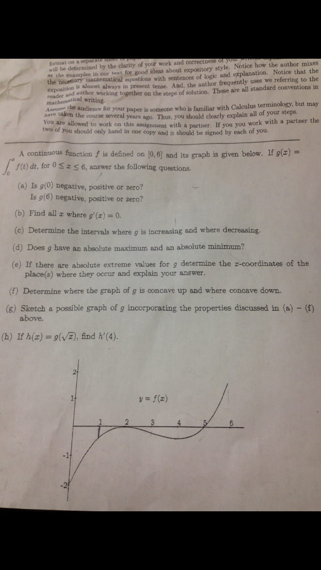 Solved A Continuous Function F Is Defined On 0 6 And I