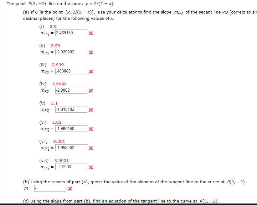 Solved The Point 2 Lies On The Curve Y 2 2 X A If