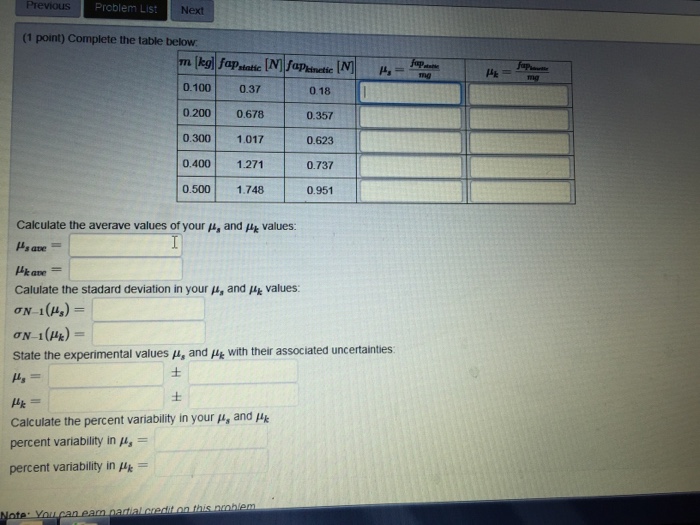 Solved Complete me table below: Calculate the averave | Chegg.com