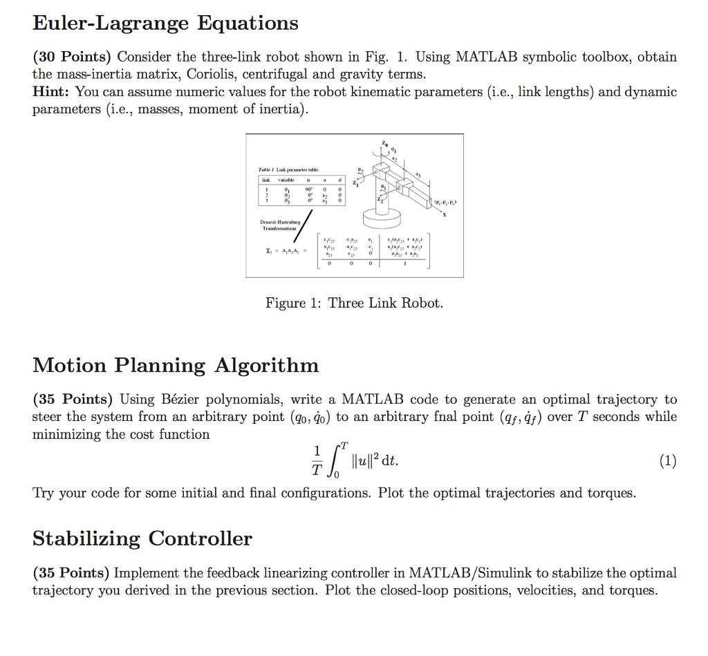 Solved Consider the three-link robot shown in Fig. 1. Using | Chegg.com
