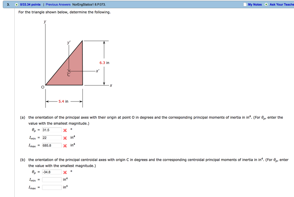 Solved For the triangle shown below, determine the | Chegg.com