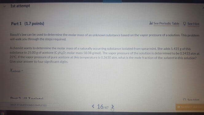 Solved 1st attempt Part 1 (1.7 points) see Periodic Table | Chegg.com