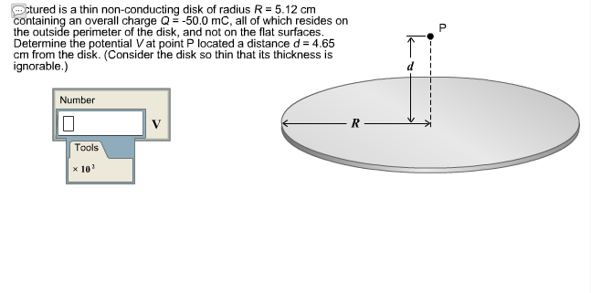 Solved tured is a thin non-conducting disk of radius R = | Chegg.com