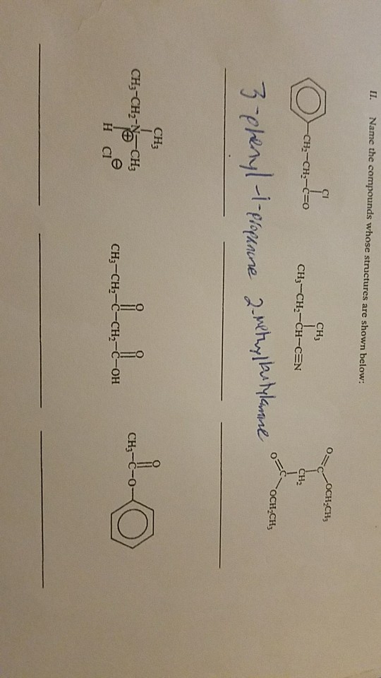 Solved II. Name the compounds whose structures are shown | Chegg.com