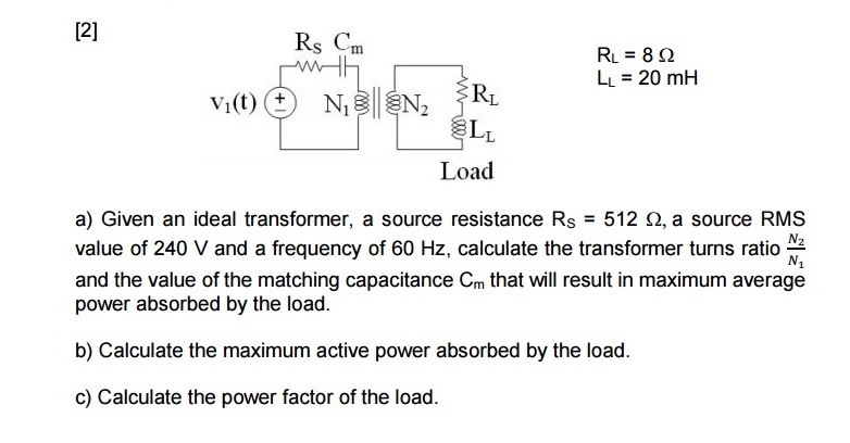 Solved Given an ideal transformer, a source resistance R_s | Chegg.com