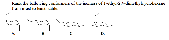 Solved Rank the following conformers of the isomers of | Chegg.com