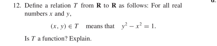 Solved Define A Relation T From R To R As Follows For All 
