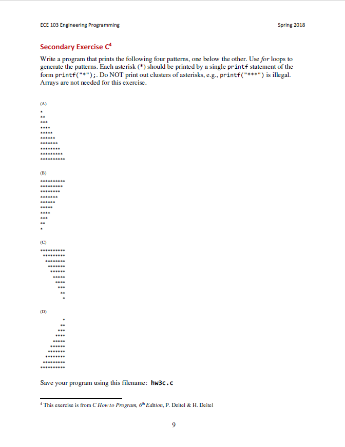 Solved Ece 103 Engineering Programming Spring 2018 Secondary 