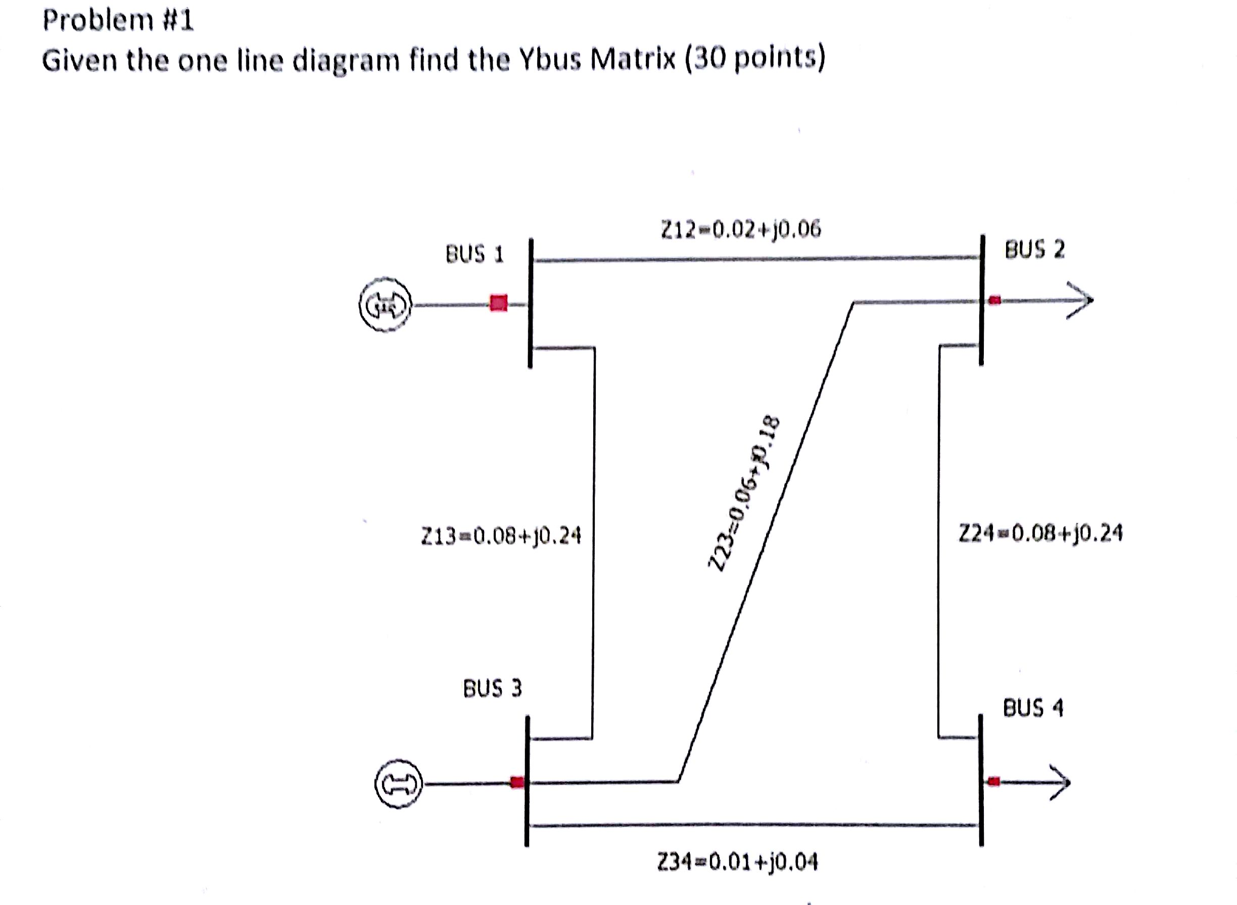 Solved Given one line diagram, find y-bus matrix. | Chegg.com