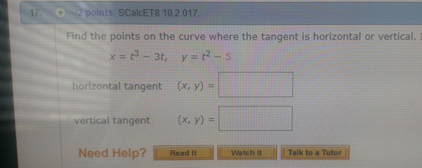 Solved 2 points SCalcET8 10 2017 Find the points on the | Chegg.com