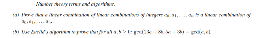 Solved Number theory terms and algorithms. (a) Prove that a | Chegg.com