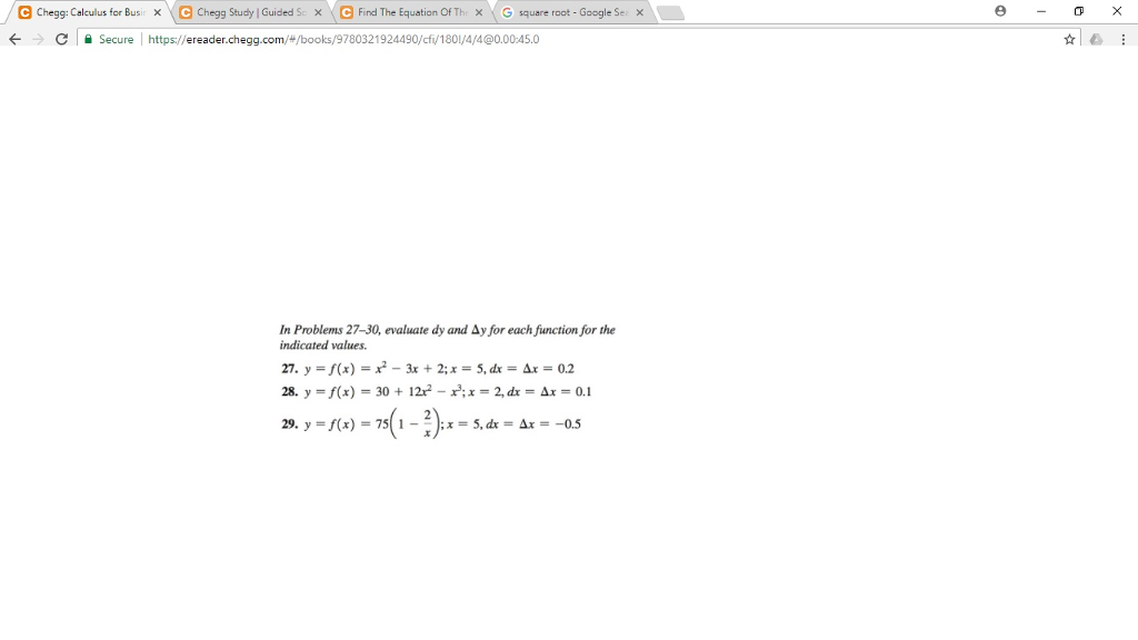 Solved e chegg: Calculus for Bus Chegg Study I Guided S/X G | Chegg.com