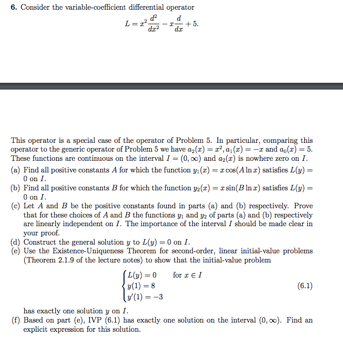 Solved Consider the variable-coefficient differential | Chegg.com