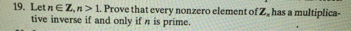 Solved Let n elementof Z, n > 1. Prove that every nonzero | Chegg.com
