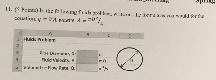 Solved spring11. (5 Points) In the following fluids problem, | Chegg.com