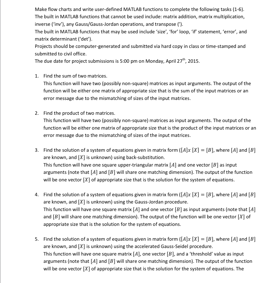 Make flow charts and write user-defined MATLAB | Chegg.com