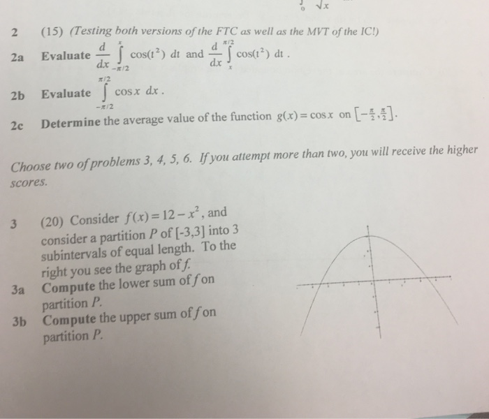 Solved Evaluate d/dx integral^x_-pi/2 cos(t^2) dt and d/dx | Chegg.com