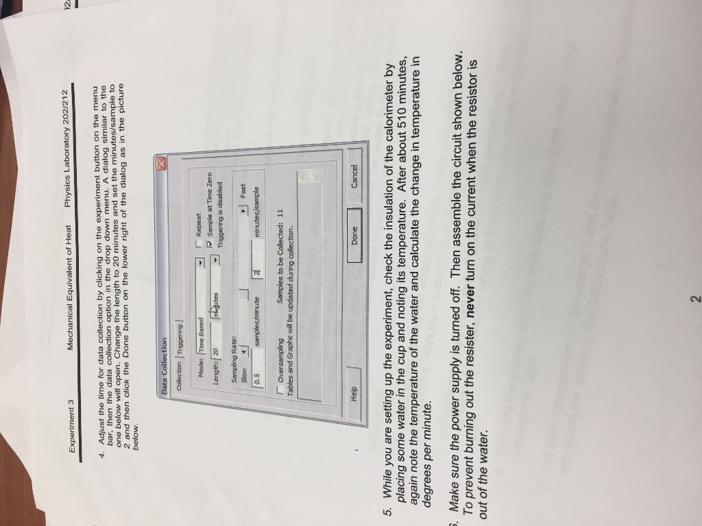 Experiment 3 Mechanical Equivalent of Heat Physics | Chegg.com
