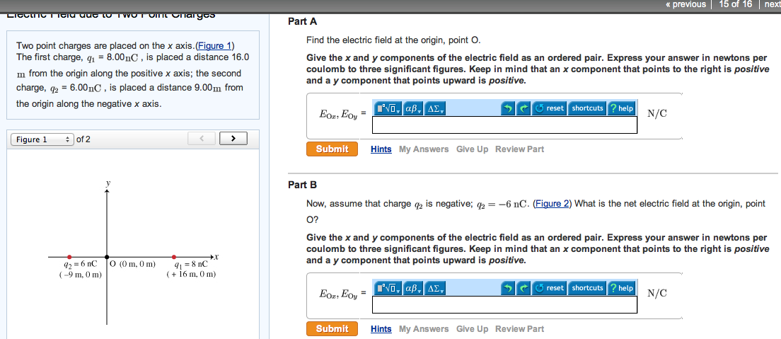 Solved Two points charges are placed on the x axis. the | Chegg.com