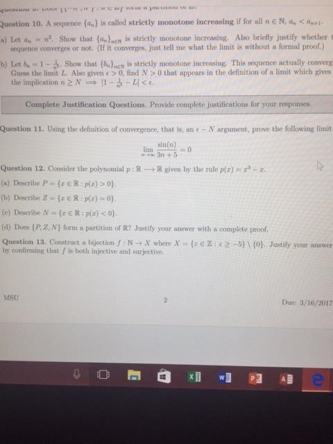 Solved A sequence {a_n} is called strictly monotone | Chegg.com