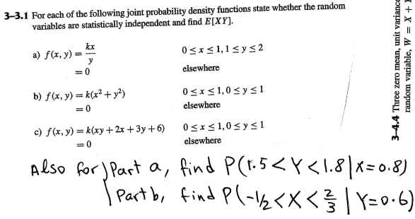 Solved 3-3.1 For each of the following joint probability | Chegg.com