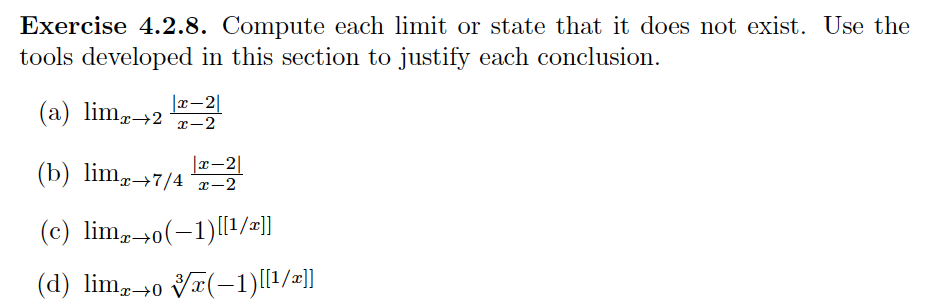 Solved Compute each limit or state that it does not exist. | Chegg.com